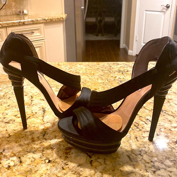 H by Halston | Shoes | Black Satin Halston Heels | Poshmark